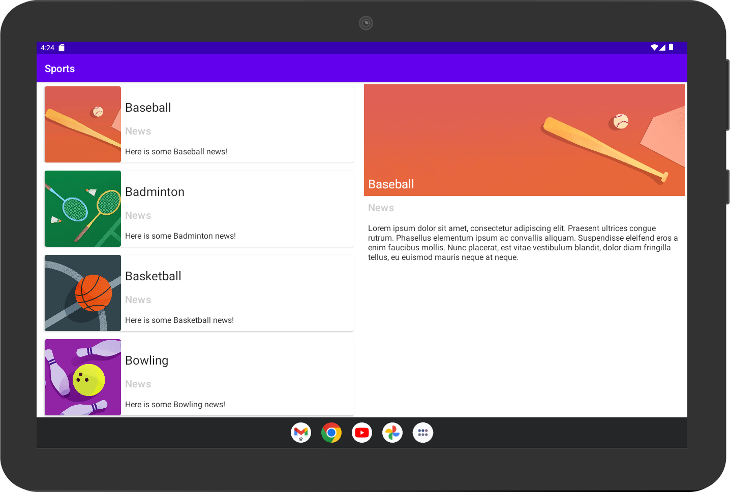 S'entraîner : créer une application Sports | Android Developers