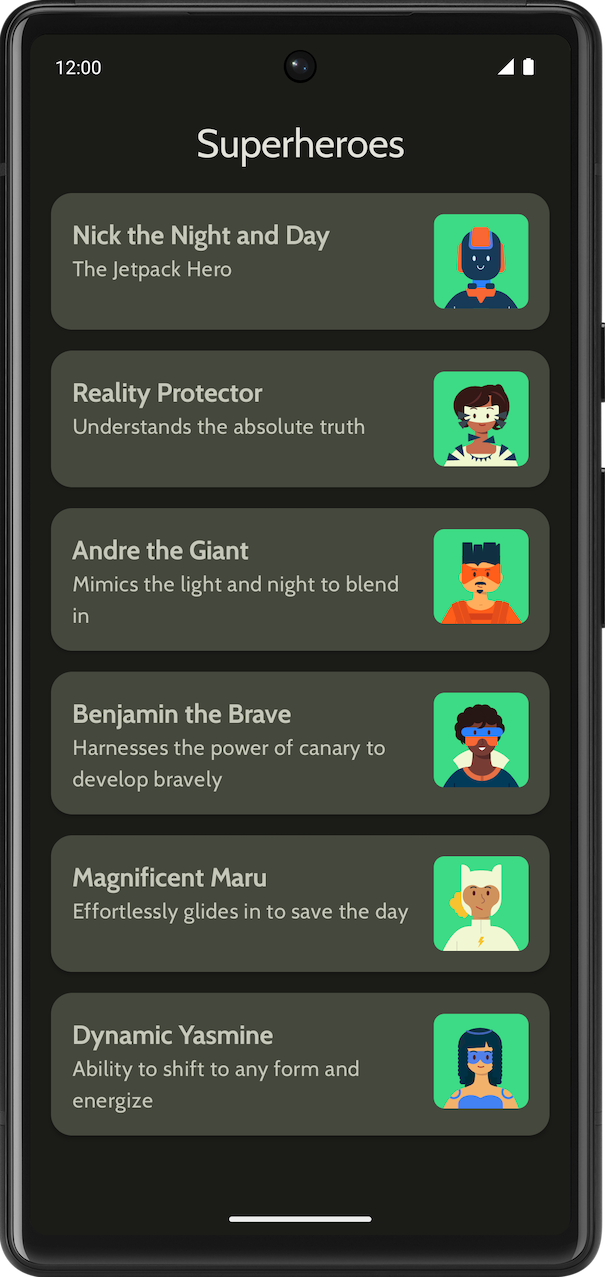 Exercice : Créer une application de super-héros | Android Developers