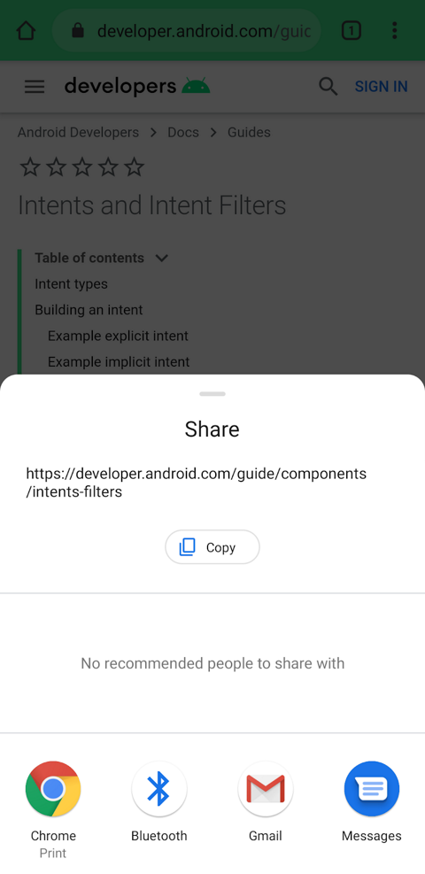Intents y actividades | Android Developers