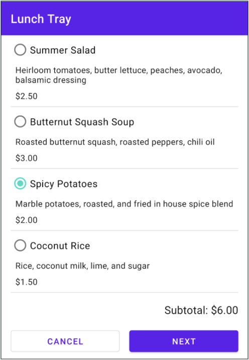 Proyecto: app de Lunch Tray | Android Developers