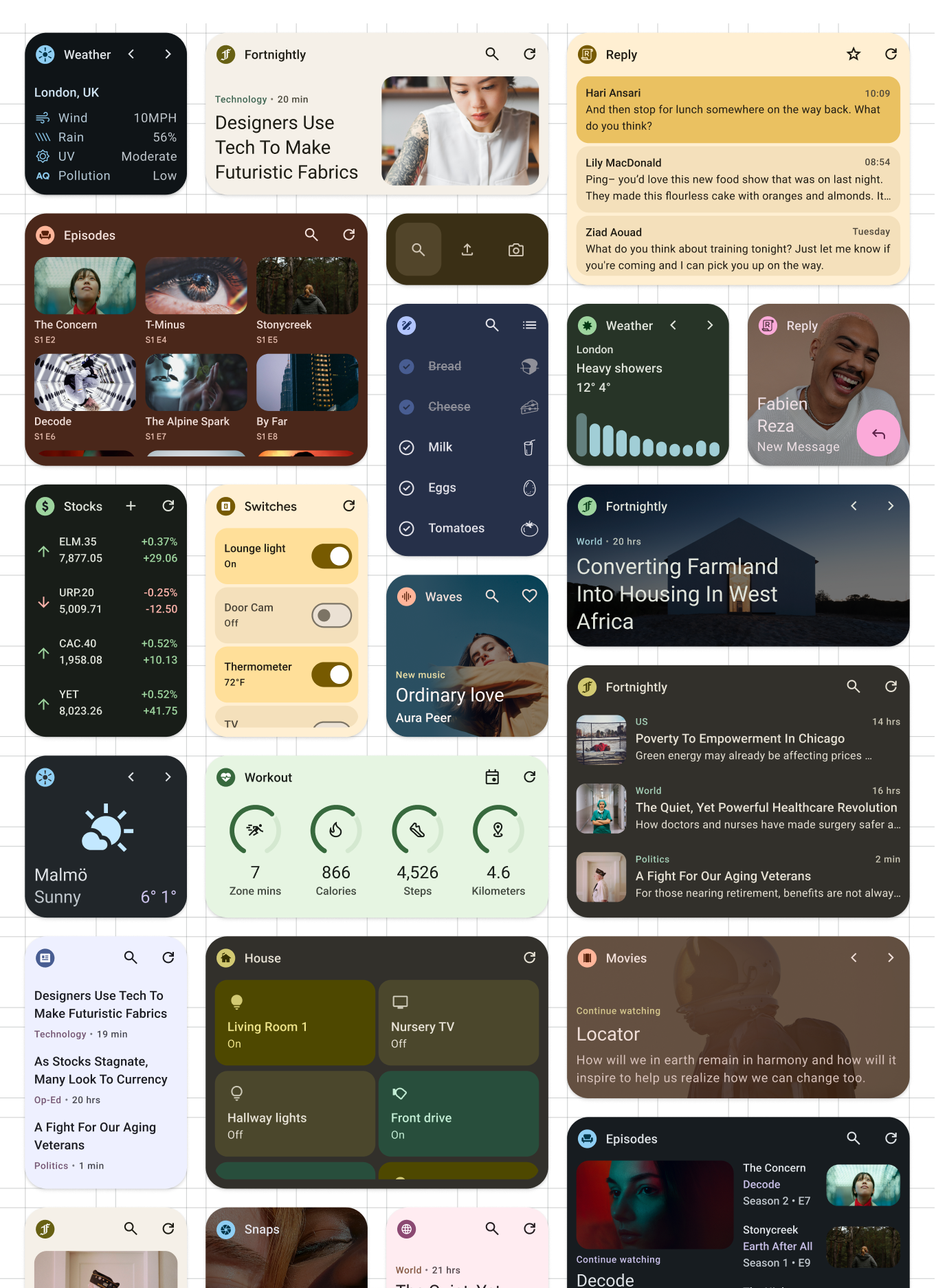 Widgets no Android | Design da IU | Android Developers