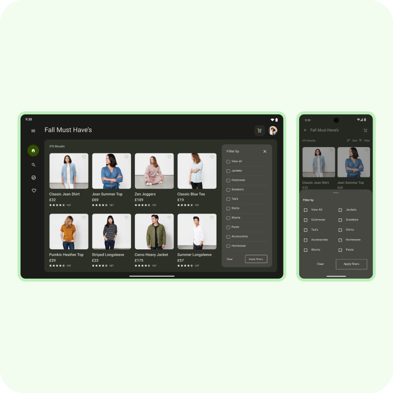 Filtre de produits | Gallery | Android Developers